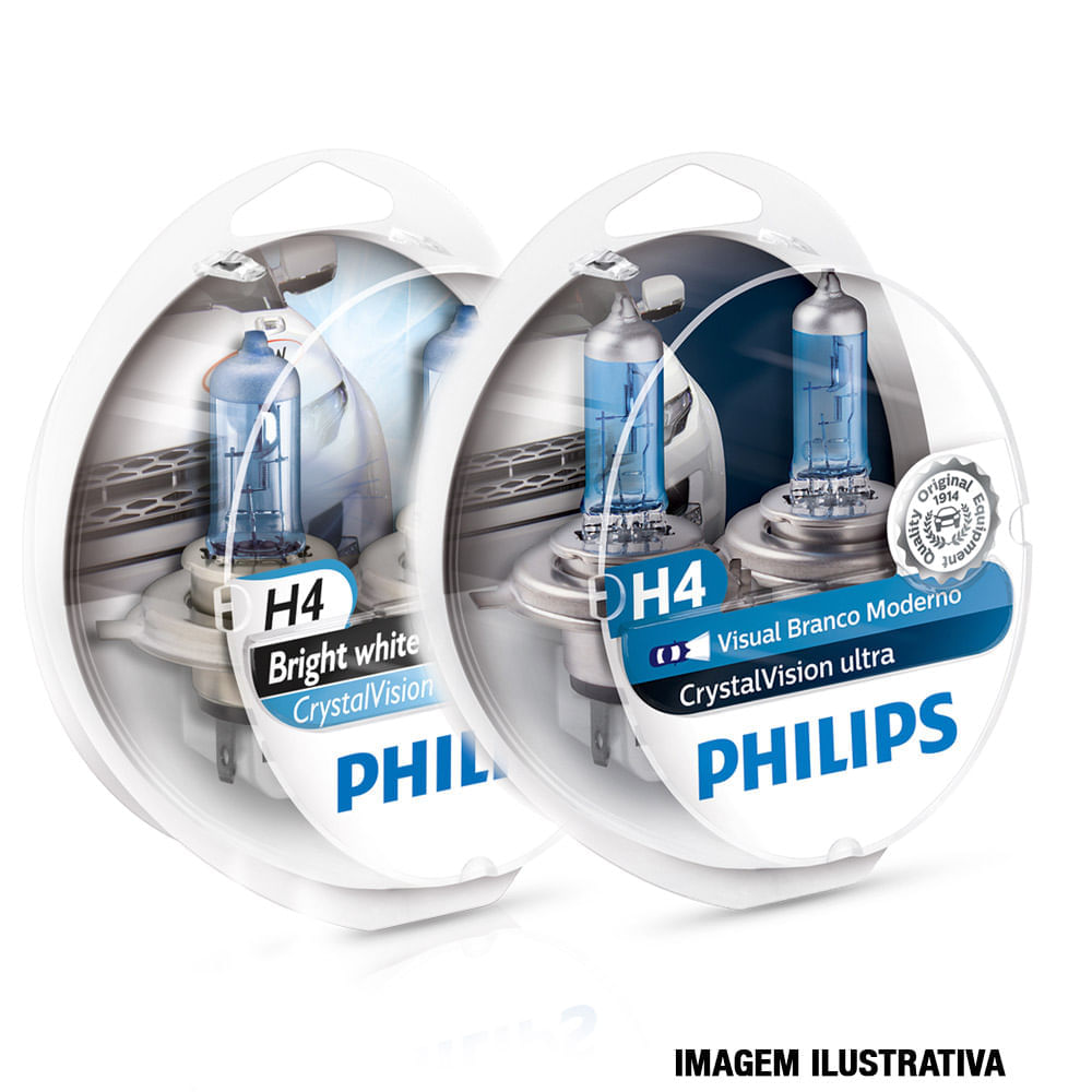 Par Lampada H4 Philips Crystal Vision Ultra 4100K 12V 55/60W W5W ...